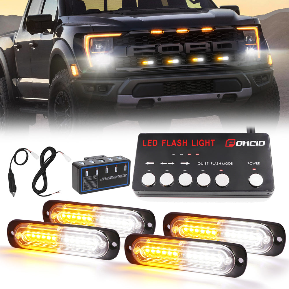 Grille & Surface Mount Strobe Light Ultra Slim - Set of 4 – FOXCID